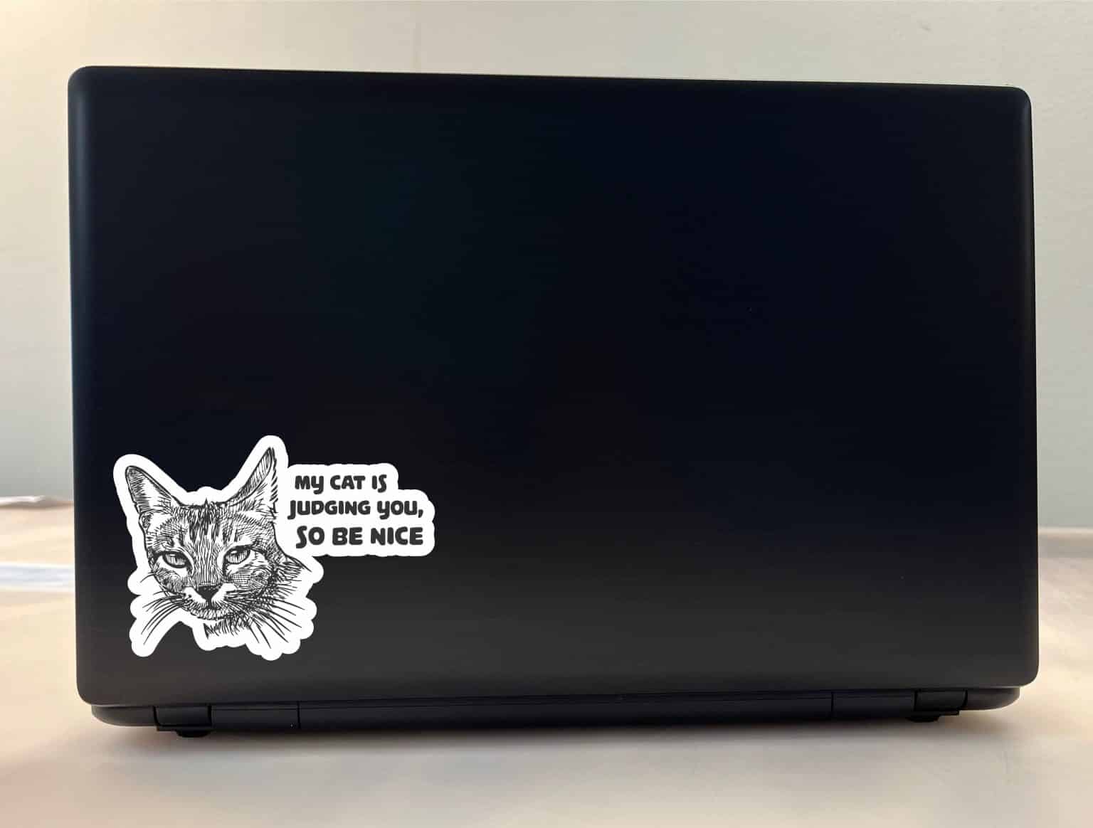 StickerTalk My Cat Is Judging You So Be Nice Vinyl Sticker, 5 inches x ...