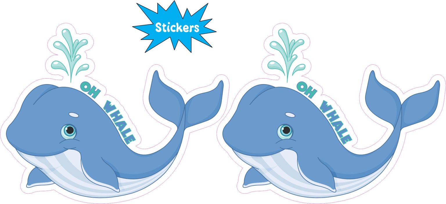 StickerTalk Oh Whale Vinyl Sticker Sheet Decals, 3.8 inches x 3 ...